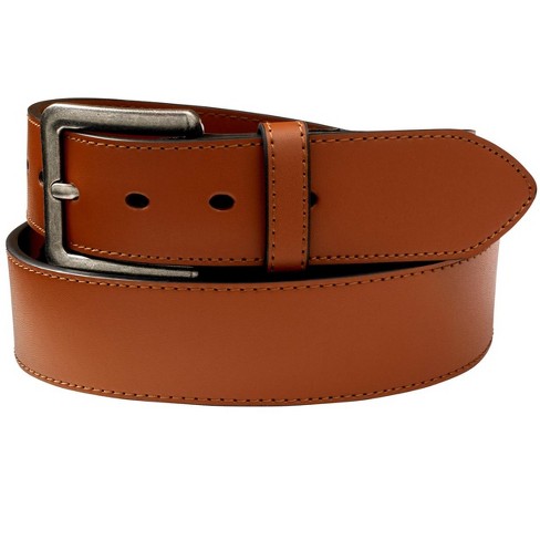 Kingsize Men's Casual Stitched Edge Leather Belt - 52/54, Cognac : Target