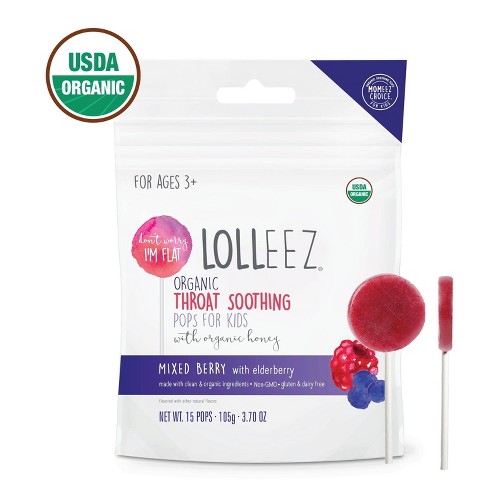 Lolleez Organic Throat Soothing For Kids' Lollipop - Mixed Berry ...