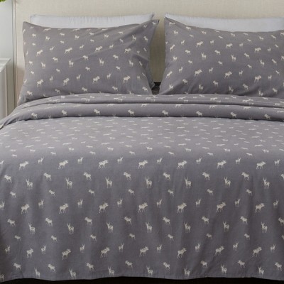 Great Bay Home Cotton Printed Flannel Sheet Set (king, Checkered Moose ...