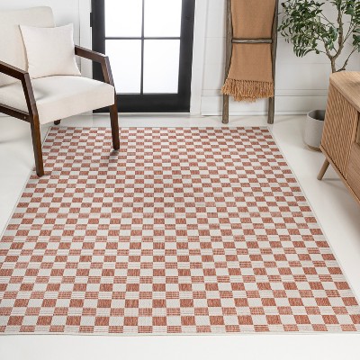 Aimee Traditional Cottage Checkerboard Salmon/cream 4 Ft. X 6 Ft ...