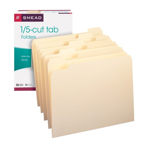 Smead File Folder, 1/5-cut Tab, Letter Size, Manila, 100 Per Box (10350 ...