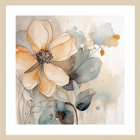 Amanti Art 25"x25" Ivory Blossoms Ii By Lazar Studio Wood Framed Wall ...