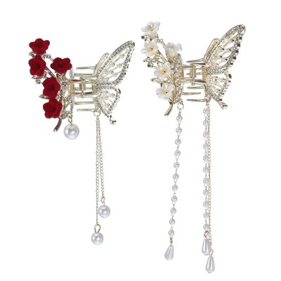 Unique Bargains Women's Flower Butterfly Tassel Hair Clips And Pins ...