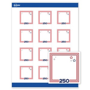Avery® Matte 2" x 2" Labels, America 250, Silver, 120ct : Target