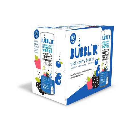 Bubbl'r Triple Berry Breez'r Antioxidant Sparkling Water - 6pk/12 Fl Oz Can : Target