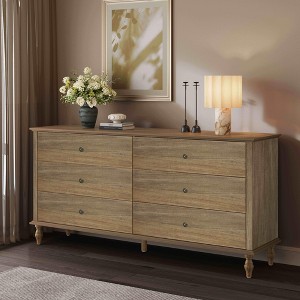ModernLuxe 6-Drawer Double Wide Wood Dresser, Storage Chest with Self ...