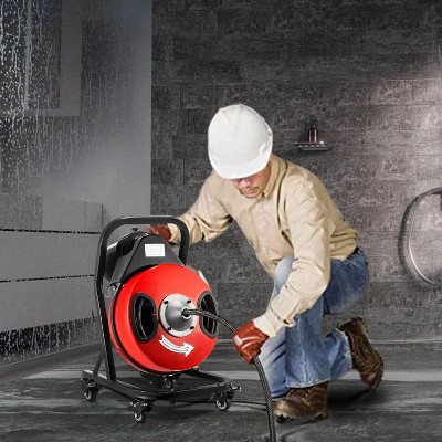 50ft X 1/2inch Sewer Snake Cleaning Machine On 4 Wheels Electri Drain ...