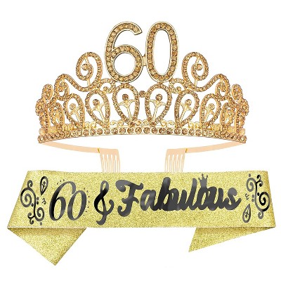 Meant2tobe 60th Birthday Sash And Tiara For Women - Gold : Target