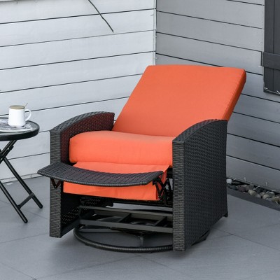 Outsunny Patio Wicker Recliner Chair with Footrest, Outdoor PE Rattan ...