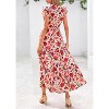 Women's Floral Midi Dress Cap Sleeve v Neck Ruffle Long Flowy Boho ...