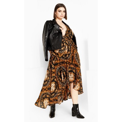 City Chic | Women's Plus Size Freya Placement Maxi Dress - Black - 20w ...