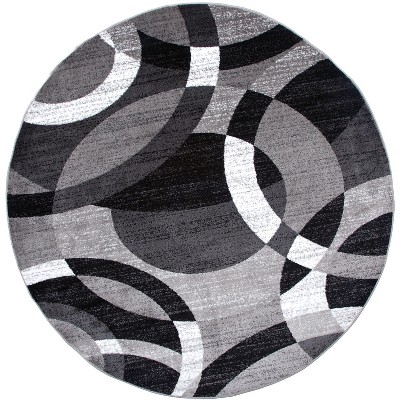 World Rug Gallery Geometric Circles Gray 6'6" Round Rug : Target