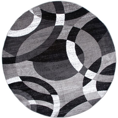 World Rug Gallery Geometric Circles Gray 6'6" Round Rug : Target
