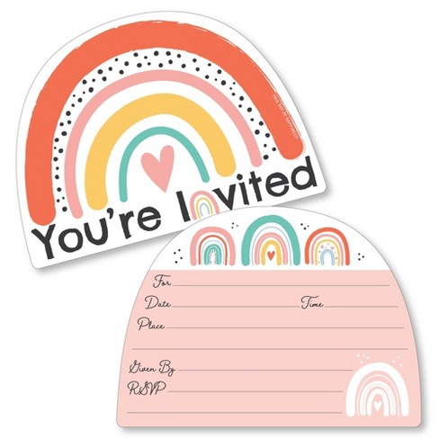 Big Dot Of Happiness Hello Rainbow - Shaped Fill-in Invitations - Boho ...