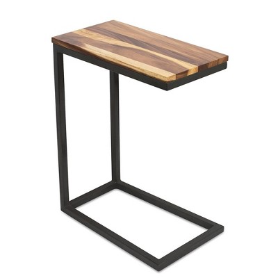 Birdrock Home Acacia Wood Tv Tray C Shaped Side Table : Target
