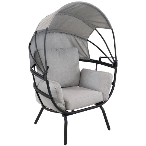 Sunnydaze Modern Luxury Patio Lounge Chair With Retractable Shade ...
