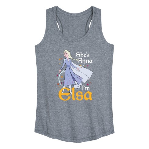 Women's Frozen 2 She's Anna, I'm Elsa Graphic Racerback Tank - Heather ...