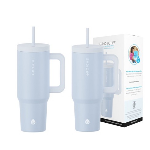 Grosche Aspen 40oz Tumbler With Handle And Straw, Insulated Tumbler ...