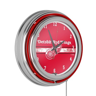 NHL Detroit Red Wings Chrome Double Rung Neon Clock : Target