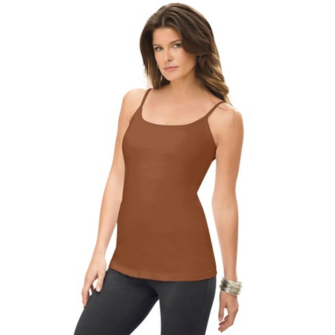 Roaman's Women's Plus Size Bra Cami With Adjustable Straps - 1x, Cognac ...