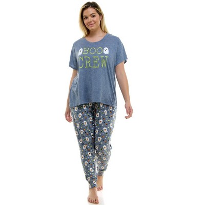 Jaclyn Short Sleeve Crew Neck & Jogger Halloween Pajama Set, Flintstone ...
