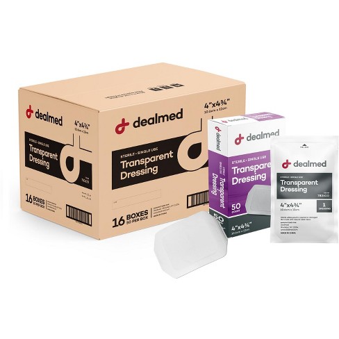 Dealmed 4" X 4¾” Transparent Semi-permeable Dressing, Sterile Wound ...