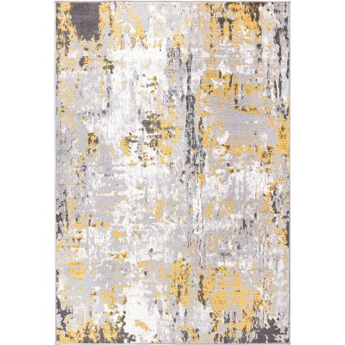 World Rug Gallery Distressed Modern Abstract Area Rug - Yellow 7'10" X ...