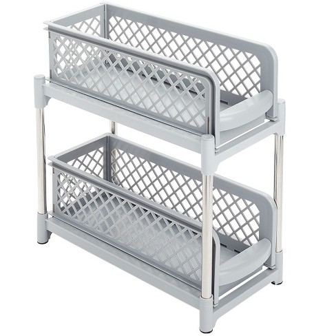 The Lakeside Collection 2-tier Sliding Cabinet Baskets - 6" Gray : Target
