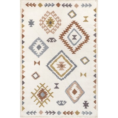 Nuloom Keeva Modern Striped Fringe Area Rug, 6' 7" X 10' 2", Beige : Target