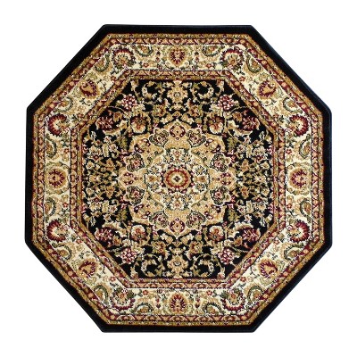 Masada Rugs Traditional Octagon Area Rug Design Bellagio 401 Black (7 ...