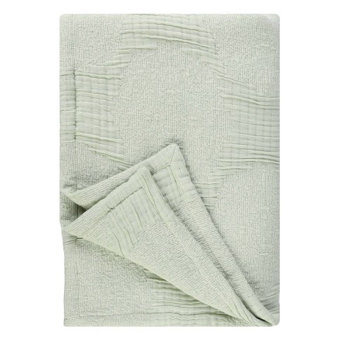 Modern Circles Cotton Medium Weight Woven Coverlet, Throw, Sage - Blue ...
