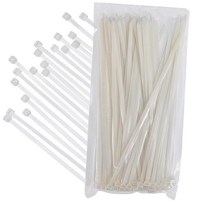 Bolt Dropper 15" Zip Cable Ties 120lbs, White 100-pack : Target