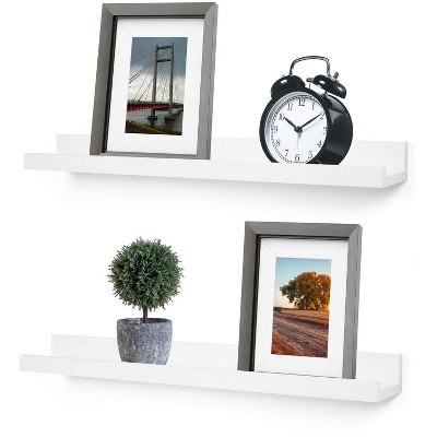 Greenco Wall Mounted Photo Ledge Floating Picture Shelves- Set Of 2 ...
