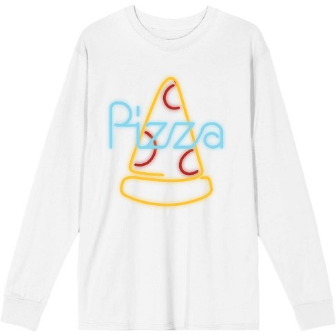 My Pizza Day Neon Pepperoni Pizza Slice Crew Neck Long Sleeve Adult Tee ...