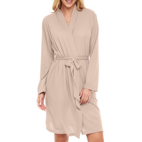 Adr Women's Ribbed Knit Wrap Robe With Pockets, Lightweight Bathrobe ...