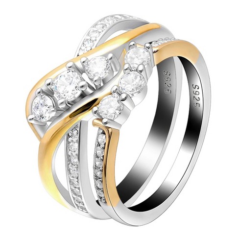 Paden Wedding Ring Set For Women 3 Stone Engagement Bridal Band ...