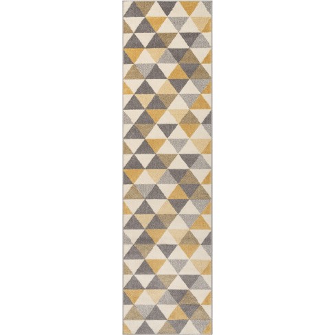 Well Woven Isometry Gold & Grey Modern Geometric Triangle Pattern ...