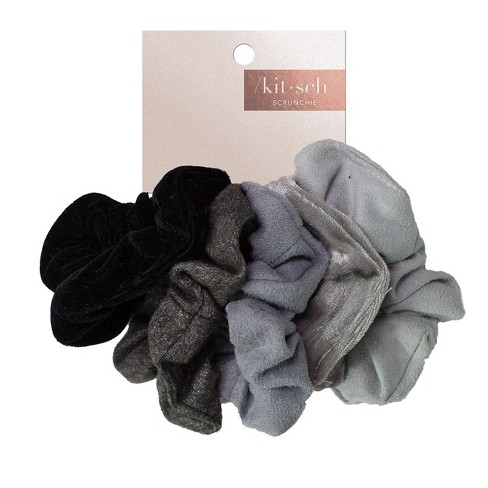 Kitsch Velvet Scrunchies - Black/gray : Target