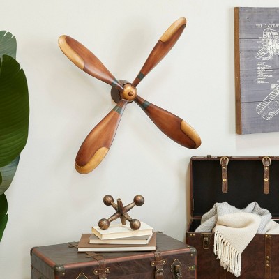 Metal Airplane Propeller Wall Decor Silver - Olivia & May : Target