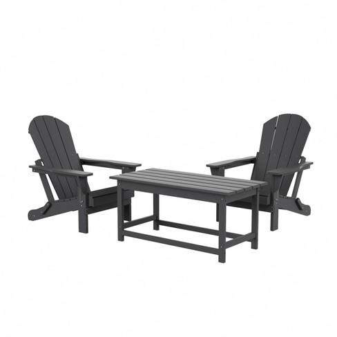 Westintrends 3-piece Outdoor Patio Adirondack Conversation Set, Gray ...