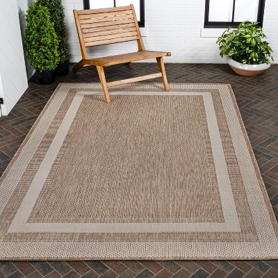 Dover Classic 3-stripe Border Beige/cream 4 Ft. X 6 Ft. Indoor/outdoor ...
