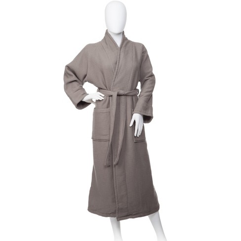 Unisex Adult Waffle Weave Cotton Bath Robe, Medium, Charcoal - Blue ...