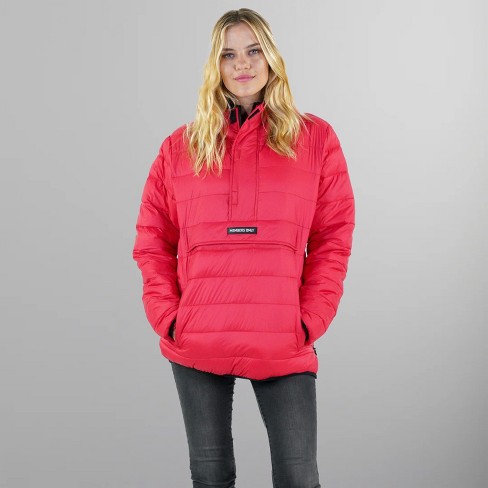 Members Only Women's Popover Puffer Oversized Jacket - Red - Large : Target