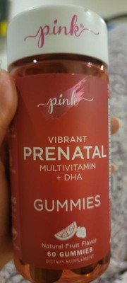 Pink Vitamins Vibrant Prenatal Multivitamin + Dha Gummies - Natural ...