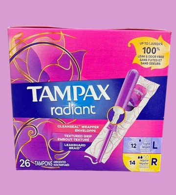 Tampax Pocket Radiant Compact Tampons Regular Absorbency - Unscented ...