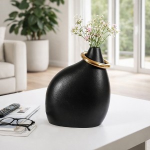 Sagebrook Home Modern Sculptural Ceramic Flower Vase with Ring Design ...