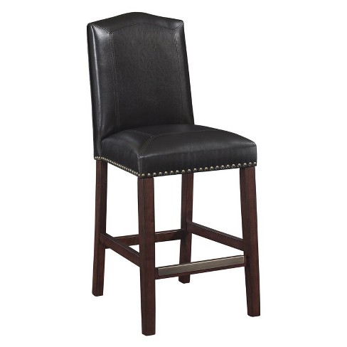 Carteret Brown Leather Counter Stool In Espresso Comfort Pointe Target