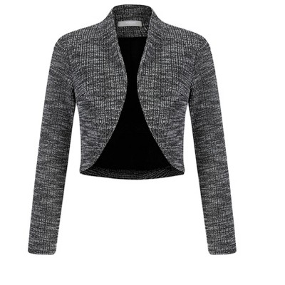 Hobemty Women's Tweed Long Sleeve Open Front Cropped Cardigan : Target