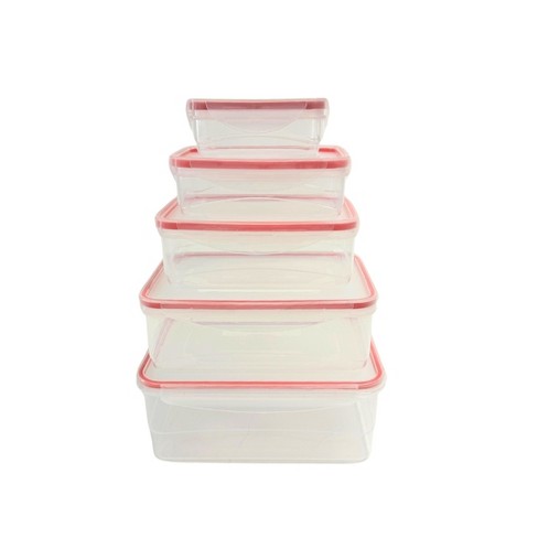 Lexi Home 10-piece Plastic Snap Lock Food Storage Container Set In Red ...
