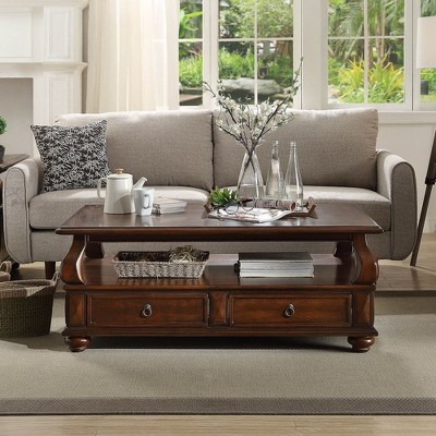 GDFStudio Klymene Traditional 4-Drawer Coffee Table with 1 Open Shelf ...